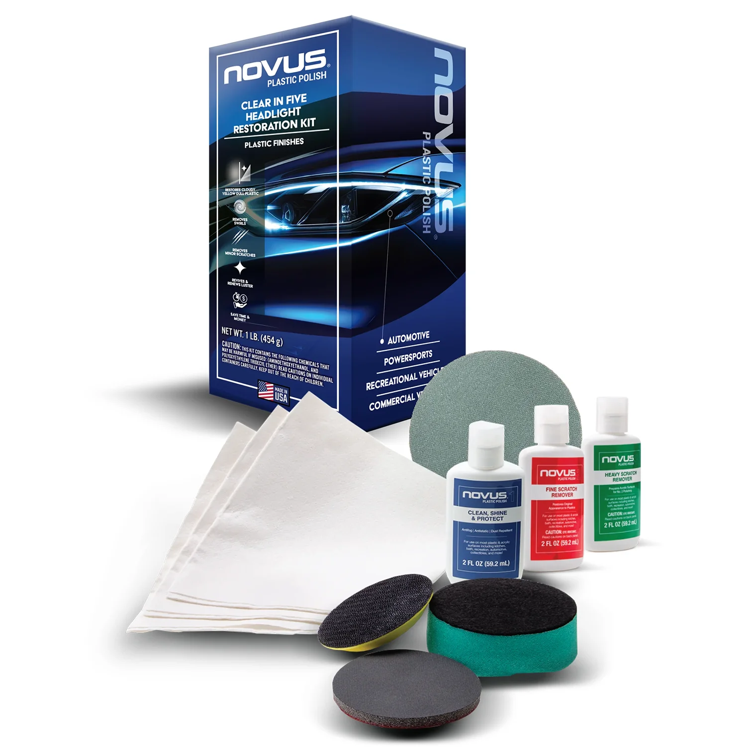 NOVUS Clear in Five Headlight Restoration Kit | Car, 4WD, Motorcycle ...